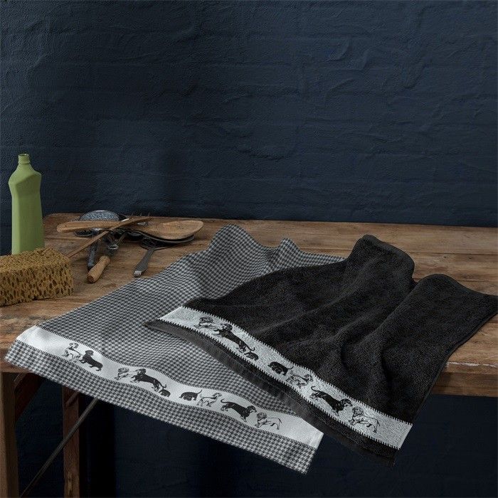 DDDDD Keukendoek Saar Zwart - 6 stuks - Textieltopper.eu