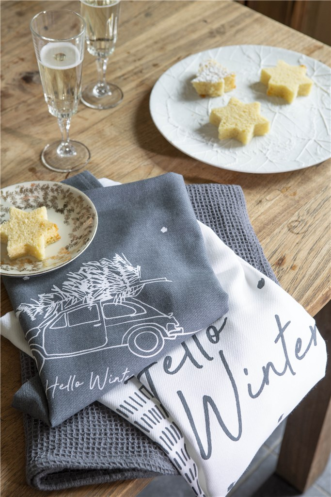 Walra Kerst Theedoeken & Handdoeken - Hello Winter - 3 stuks - Blauw ...